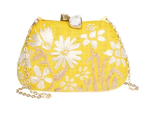 Rafe New York Tamu Embroidered Bean Clutch - Yellow