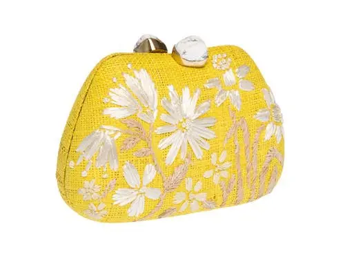 Rafe New York Tamu Embroidered Bean Clutch - Yellow