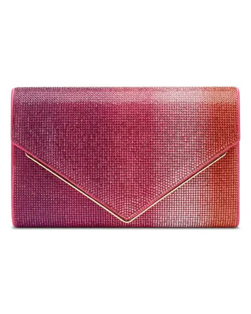 Rafe New York Candy Diamante Envelope Clutch - Fuchsia/orange
