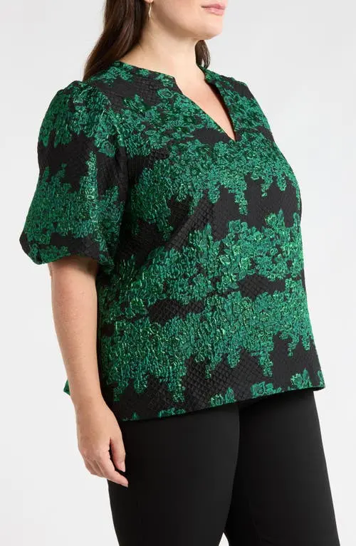 SUGARLIPS Jacquard Split Neck Top
