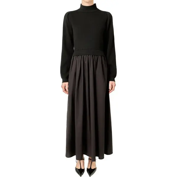 English Factory Mixed Media A-line Dress