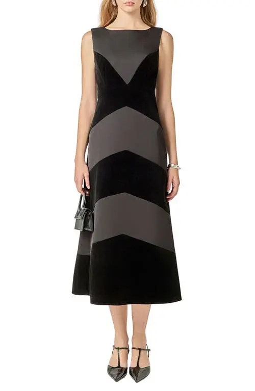 English Factory Velvet & Satin A-line Dress