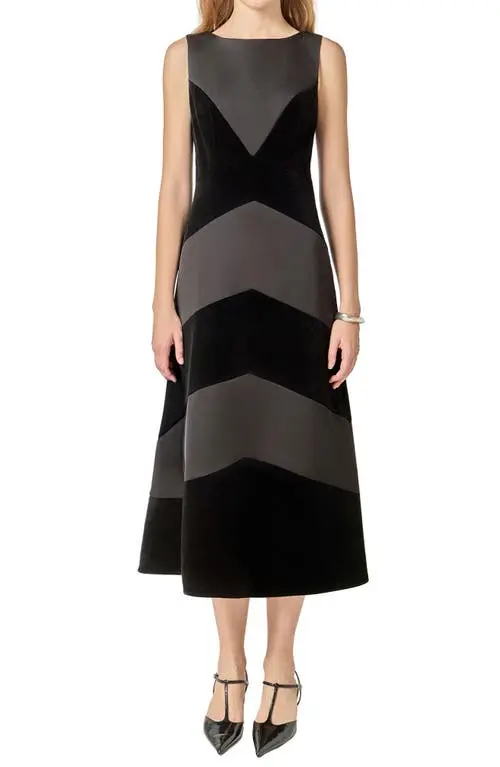 English Factory Velvet & Satin A-line Dress