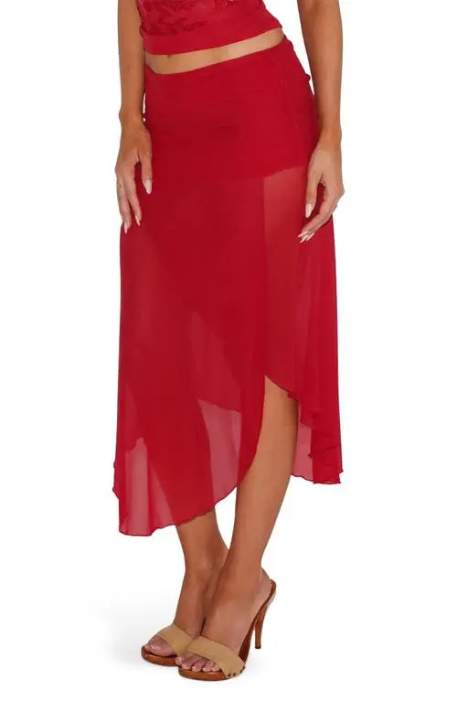 TIGER MIST Asymmetric Hem Mesh Skirt