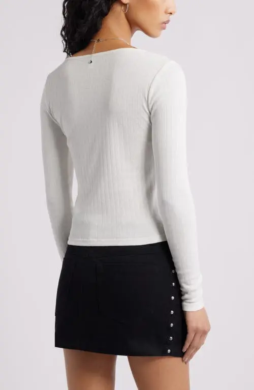 Bp. Scoop Neck Pointelle Cardigan - Ivory