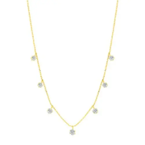 GRAZIELA Floating Diamond Necklace - Yellow Gold