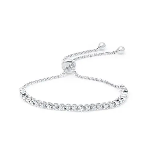 GRAZIELA Diamond Bolo Bracelet - White Gold