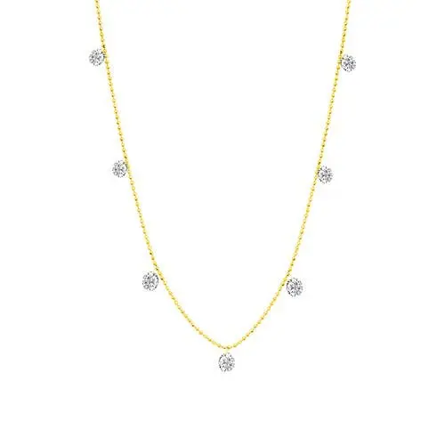 GRAZIELA Floating Diamond Bolo Necklace - Yellow Gold