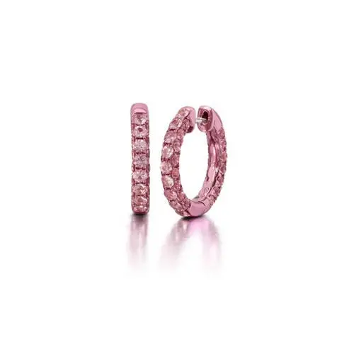 GRAZIELA Sapphire And Rhodium Hoop Earrings - Pink