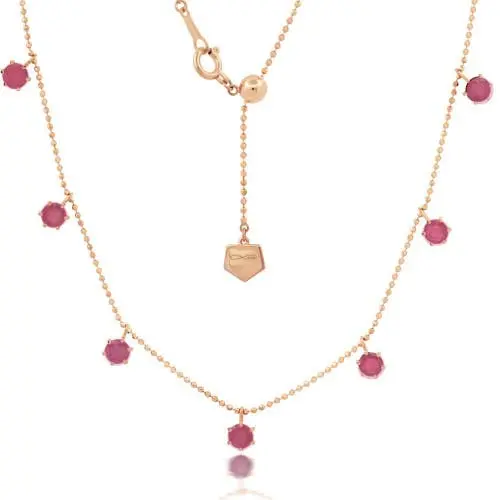 GRAZIELA Sapphire And Gold Floating Necklace - Pink