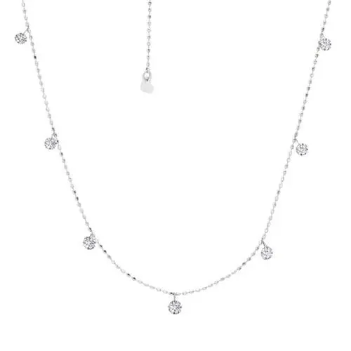 GRAZIELA Floating Diamond Necklace - White Gold