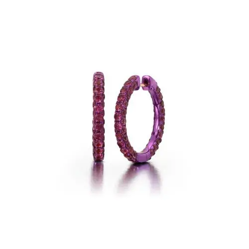 GRAZIELA Rhodolite And Gold Hoop Earrings - Purple