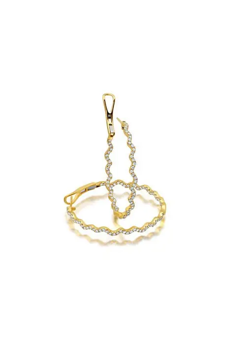 GRAZIELA Diamond Hoop Earrings - Yellow Gold