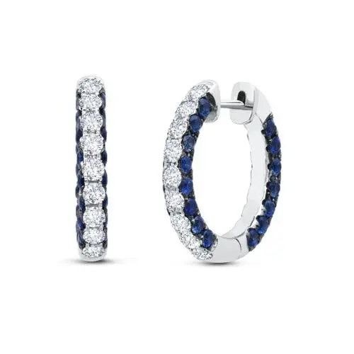 GRAZIELA Sapphire & Diamond Hoop Earrings - Blue