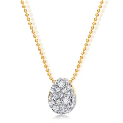 GRAZIELA Diamond Bahia Pendant Necklace - Yellow Gold