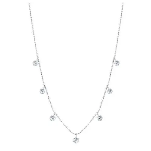 GRAZIELA Medium Floating Diamond Necklace - White Gold