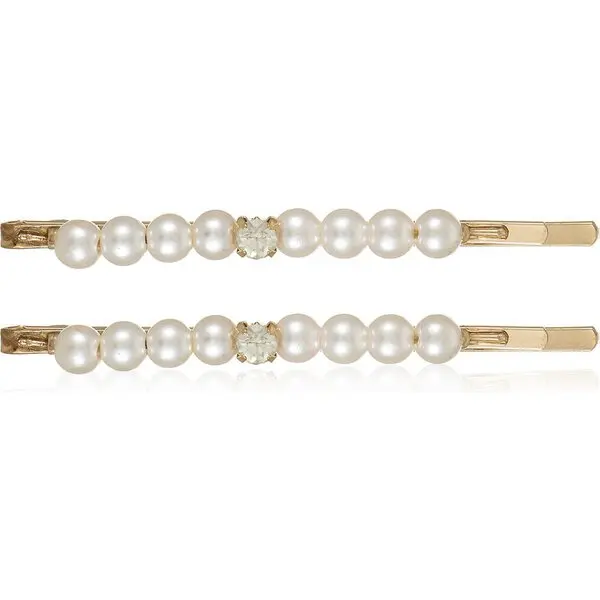 Ettika 2-pack Faux Pearl And Crystal Bobby Pins - Gold