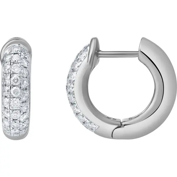 LUVMYJEWELRY 10k Gold 0.85 Ct. Diamond Huggie Earrings - 10k White Gold