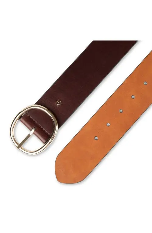 Cole Haan Reversible Leather Centerbar Belt - Brown/tan