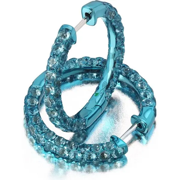 GRAZIELA Swiss Topaz Hoop Earrings - Blue