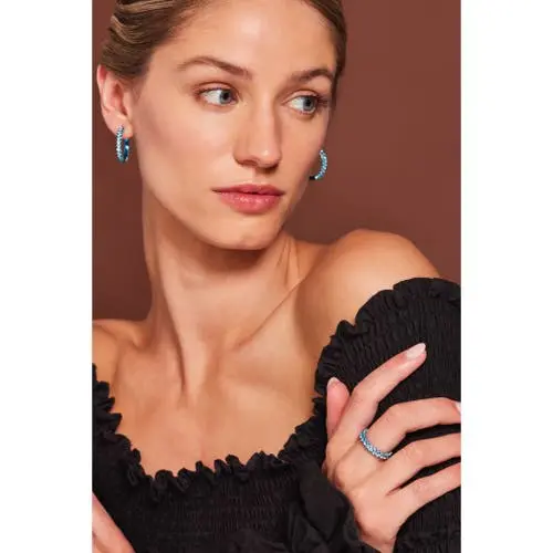 GRAZIELA Swiss Topaz Hoop Earrings - Blue