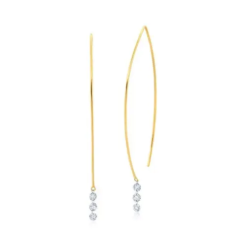 GRAZIELA Floating Diamond Drop Earrings - Yellow Gold