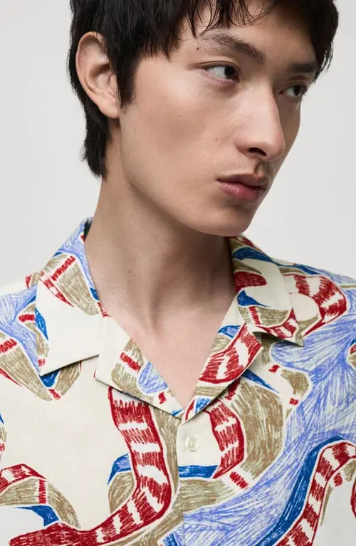 Mango Regular Fit Print Camp Shirt