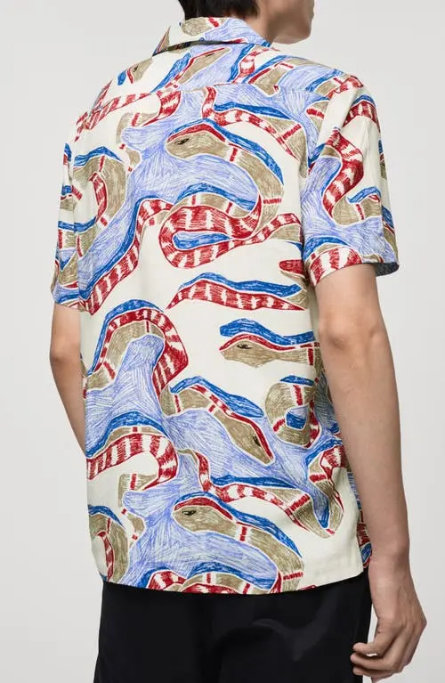 Mango Regular Fit Print Camp Shirt