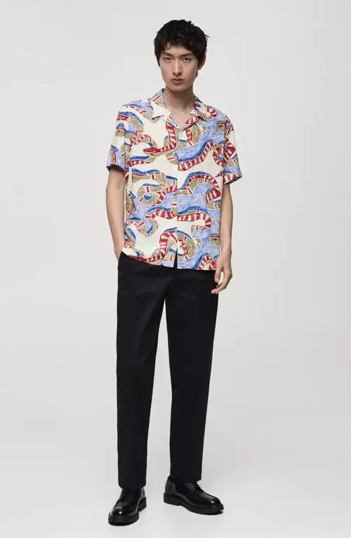 Mango Regular Fit Print Camp Shirt