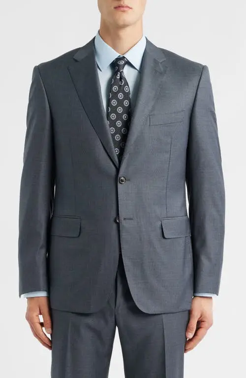 Canali Siena Regular Fit Light Glen Check Super 150s Wool Suit - Blue