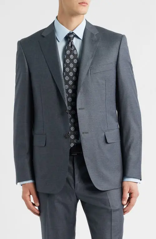 Canali Siena Regular Fit Light Glen Check Super 150s Wool Suit - Blue
