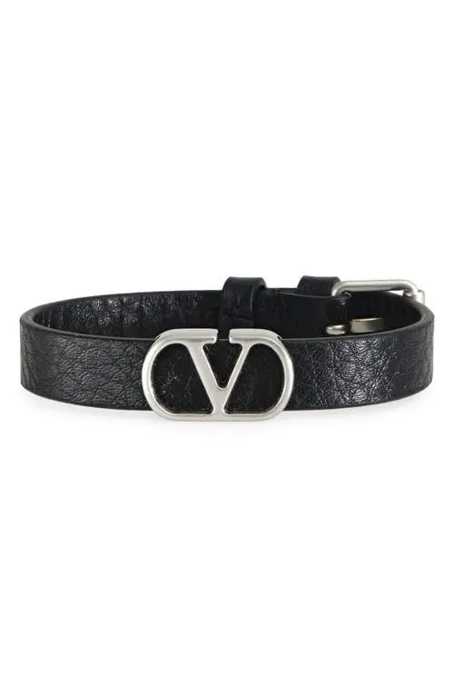 Valentino Garavani Vlogo Signature Leather Bracelet - Black