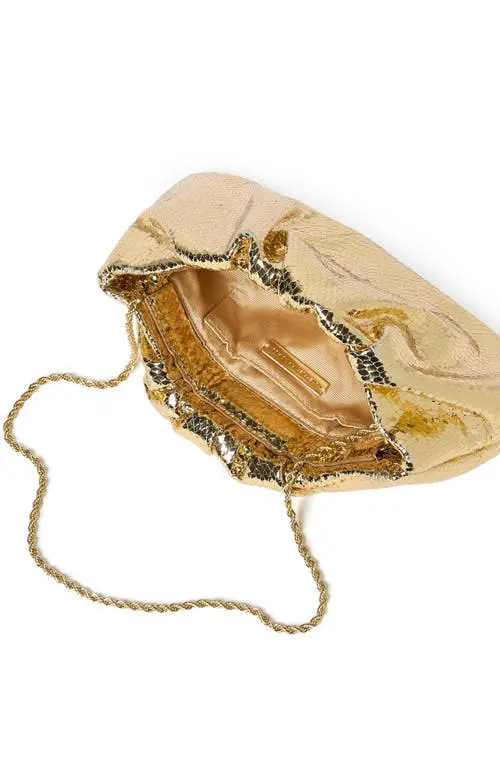 LOEFFLER RANDALL Serena Snakeskin Embossed Leather Clutch - Light Gold