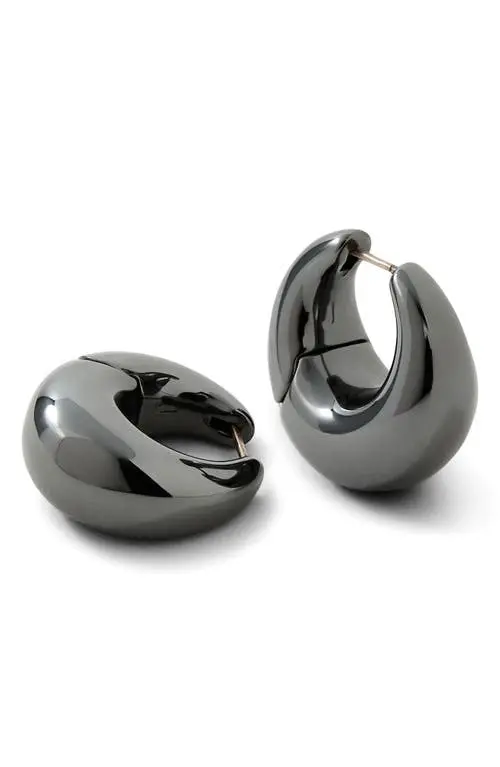 JENNIFER FISHER Dylan Mini Dome Huggie Hoop Earrings - Hematite