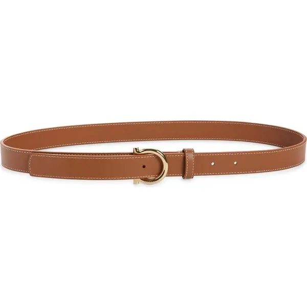 FERRAGAMO Gancio Leather Belt - Naturale Resort