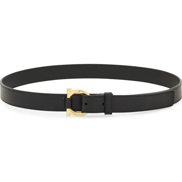 FERRAGAMO Gancio Leather Belt - Nero