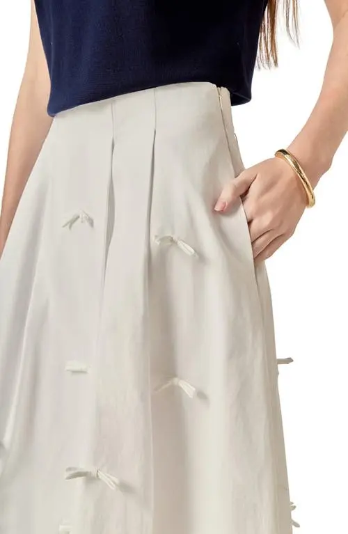 English Factory Bow Detail Poplin Midi Skirt