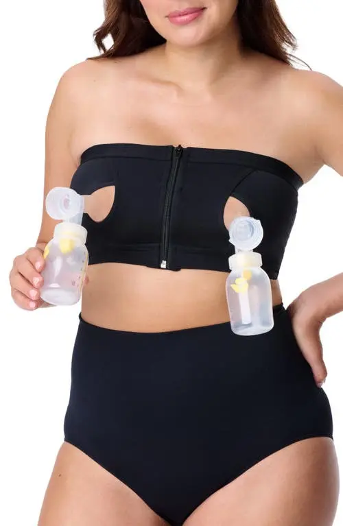 Motherhood Maternity Seamless Front Close Nursing And Hands-free Pumping Bandeau Bra - Core Black