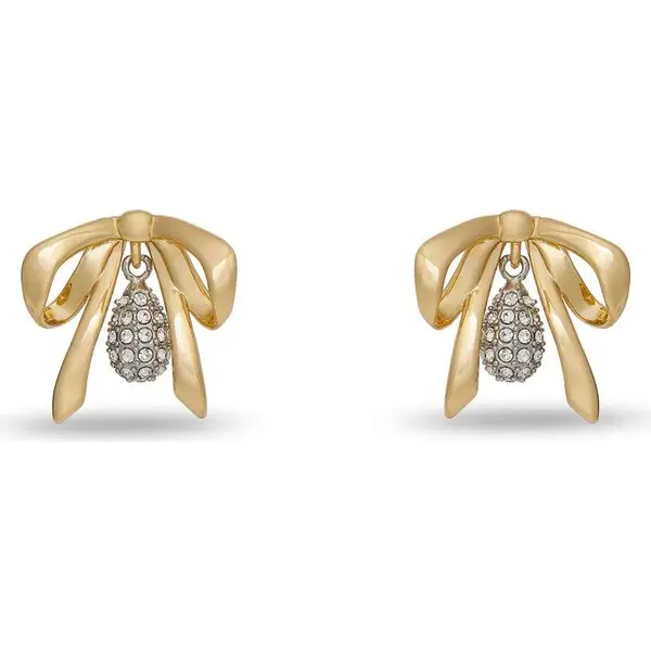 Lele Sadoughi Dainty Pave Bow Dangle Earrings - Crystal 100