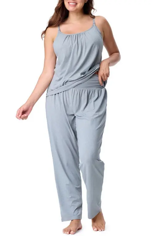 Motherhood Maternity Sleeveless Swing Nursing Cami With Foldover Waistband Pant Sleep Set - Grey