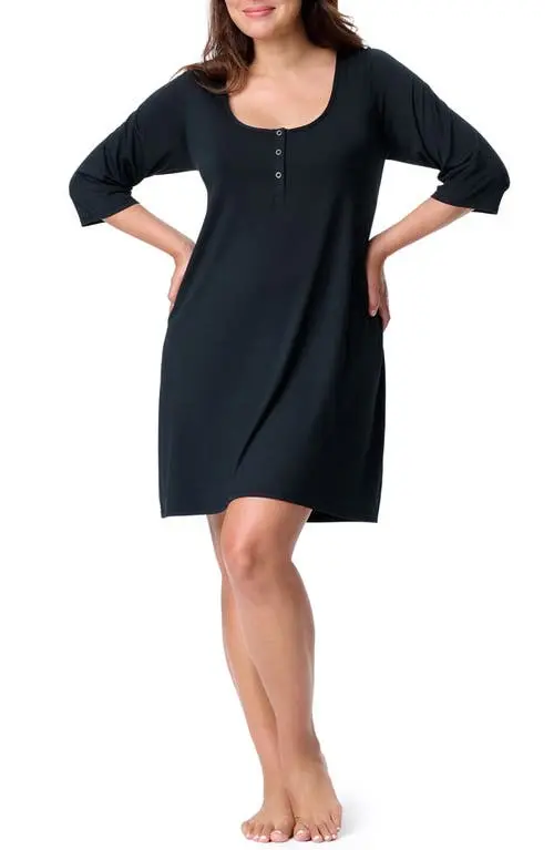 Motherhood Maternity Sleep Henely Nightgown With Nursing Access - Core Black