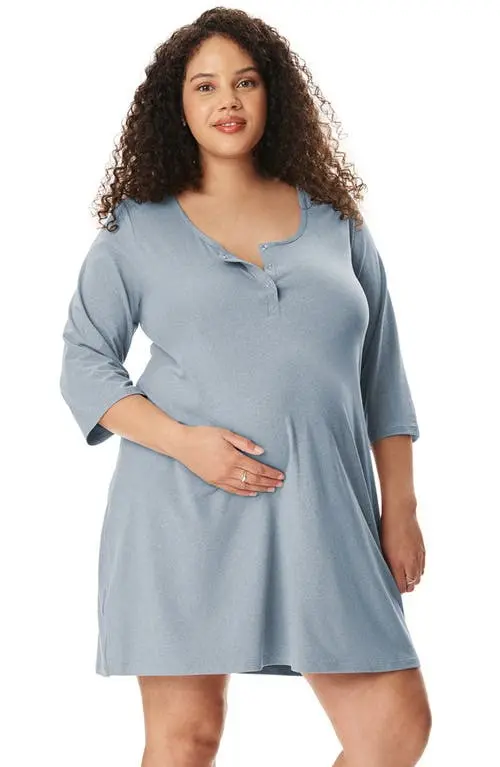 Motherhood Maternity Sleep Henely Nightgown With Nursing Access - Grey