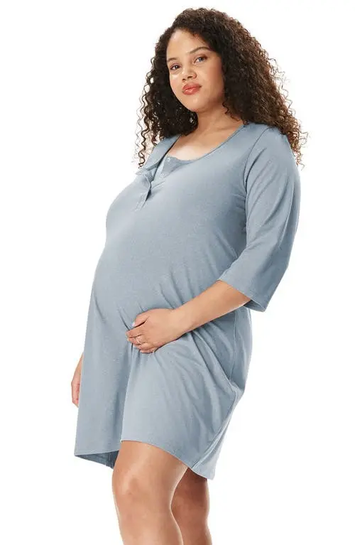 Motherhood Maternity Sleep Henely Nightgown With Nursing Access - Grey