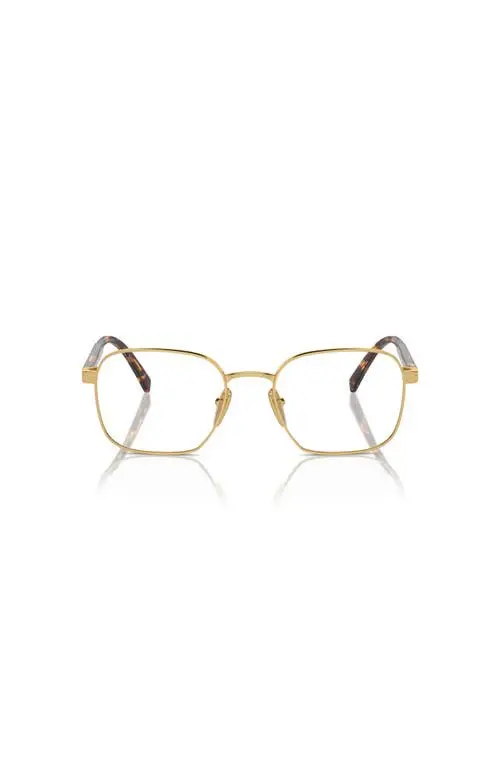 Prada 53mm Rectangle Optical Glasses - Gold