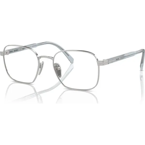 Prada 53mm Rectangle Optical Glasses - Silver