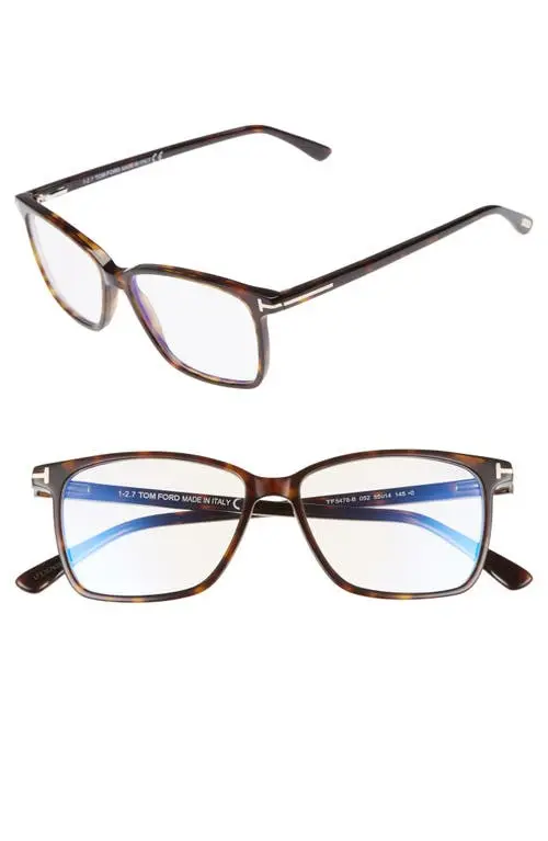 TOM FORD Rectangle Eyeglasses - Dark Havana/blue