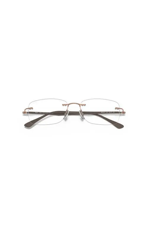 Ray-ban 52mm Rectangle Optical Glasses - Beige