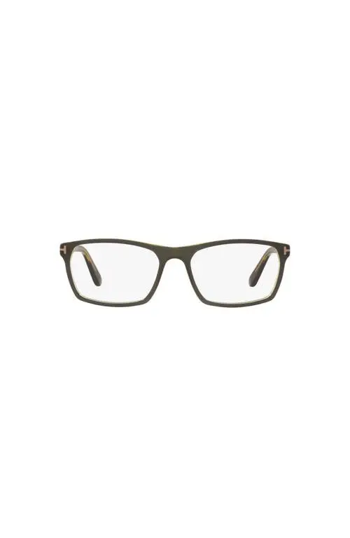TOM FORD 56mm Full Rim Rectangle Eyeglasses - Green