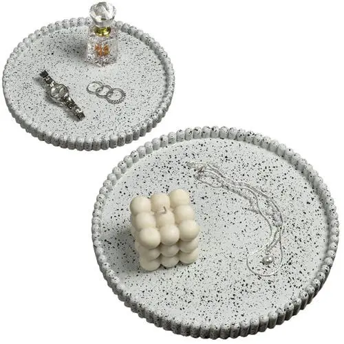 HAPPIMESS Decorative Concrete Jewelry Trays - Speckled White