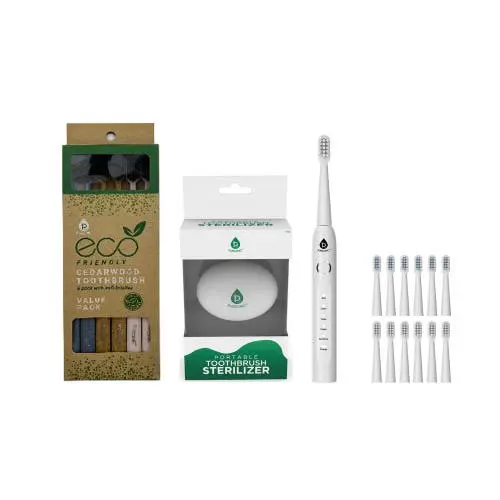 PURSONIC Total Clean Oral Care Bundle Advanced Hygiene & Sustainable Choice - White